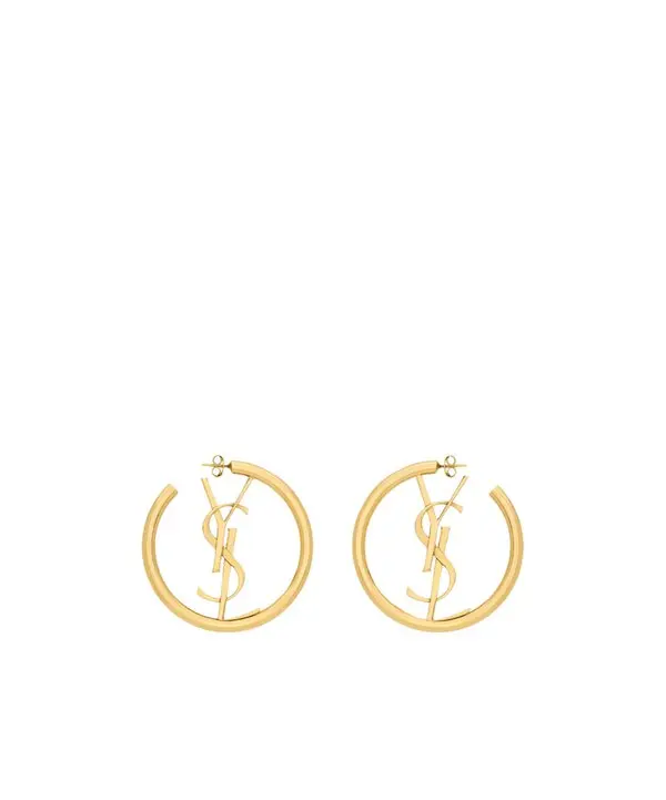 Saint Laurent Cassandre Logo Hoop Earrings - Yellow