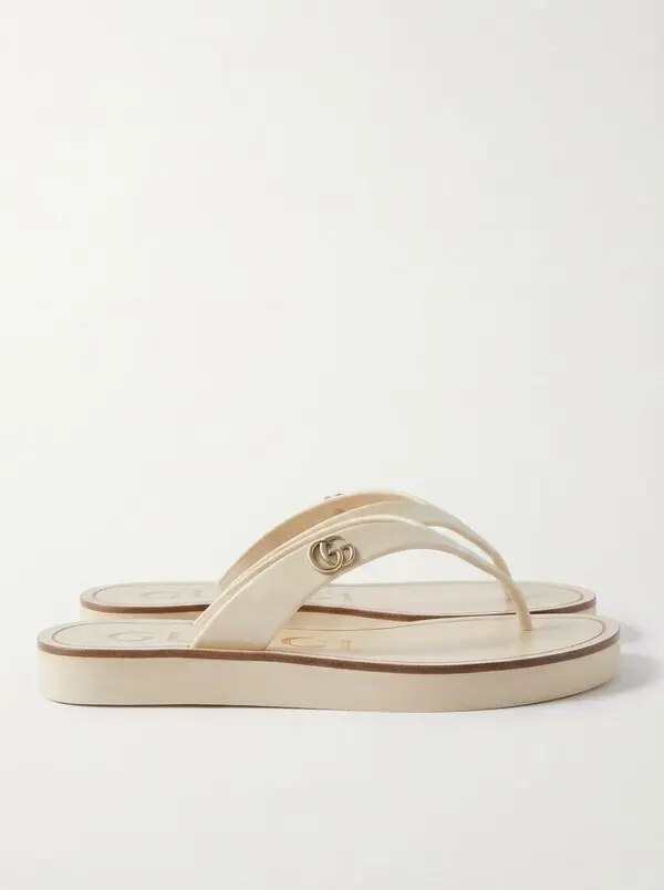 Gucci Double G Thong Sandals - Ivory