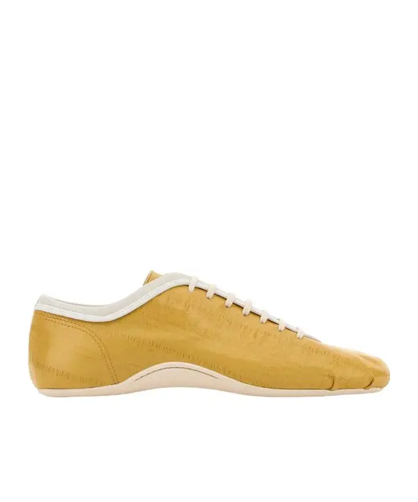Dries Van Noten Leather Lace-up Ballerina Sneakers - Yellow