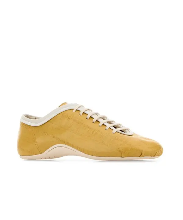 Dries Van Noten Leather Lace-up Ballerina Sneakers - Yellow