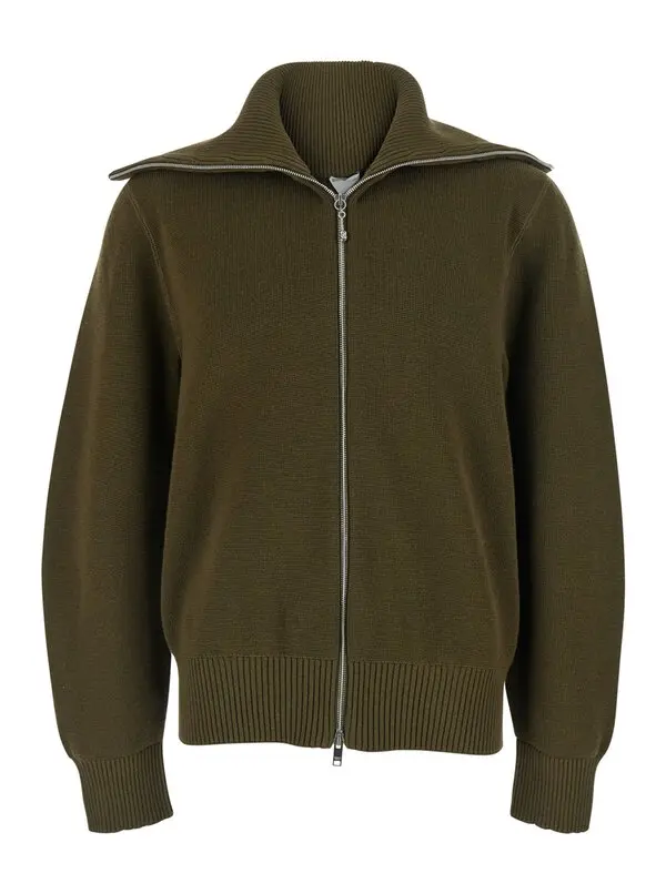 Bottega Veneta Zip-up Knitted Cardigan - Dark Moss Color