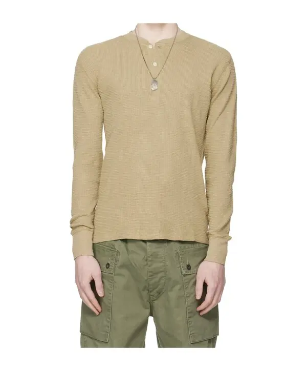 Ralph Lauren Garment-dyed Waffle-knit Long-sleeve Knit Sweater - Spring Beige