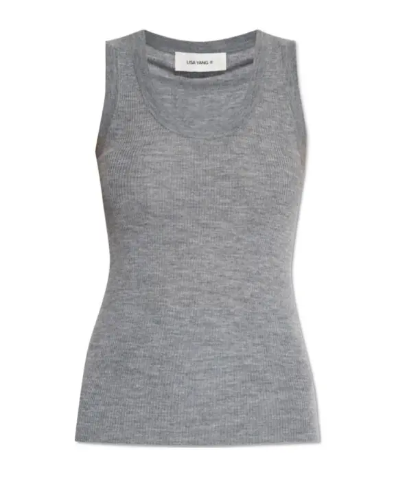 LISA YANG Ribbed Knitted Sleeveless Top - Dark Mist