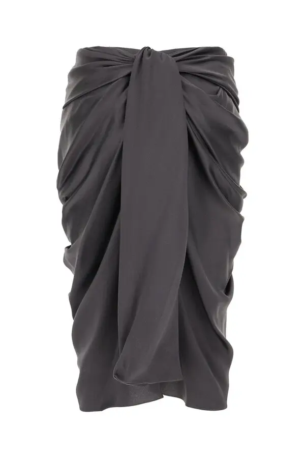 Chloé Draped Knot Midi Skirt - Dark Gray