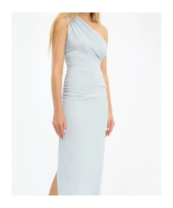 ROTATE BY BIRGER CHRISTENSEN Ruched One-shoulder Maxi Dress - Light Blue