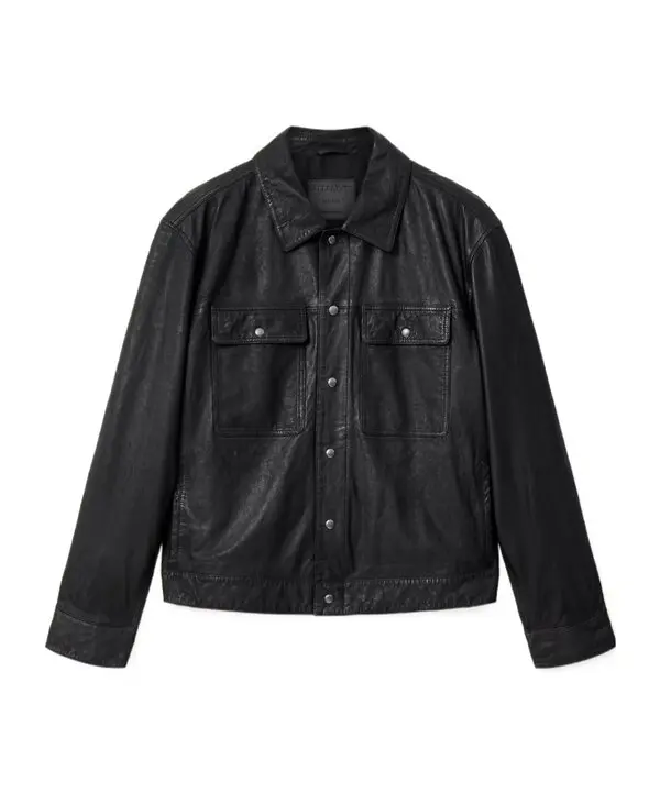 ALLSAINTS Shelton Leather Trucker Jacket - Black