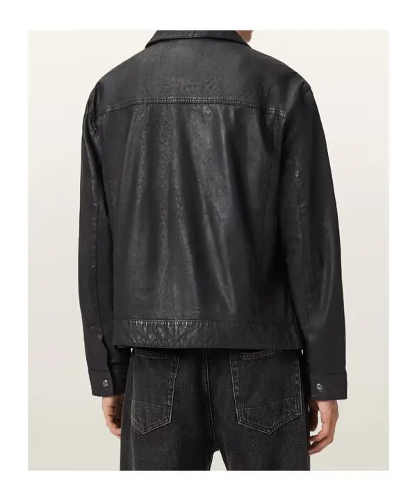 ALLSAINTS Shelton Leather Trucker Jacket - Black