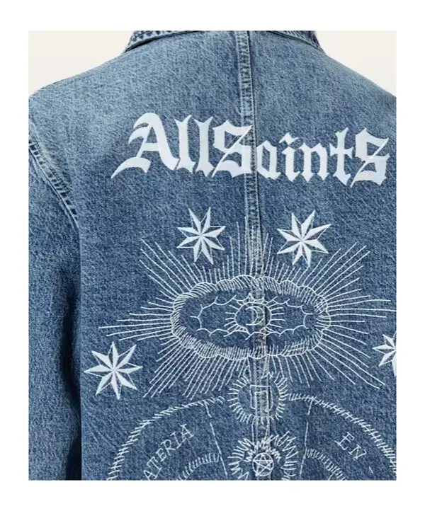 ALLSAINTS Bex Oversized Denim Jacket With Crystal Press Studs - Mid-indigo