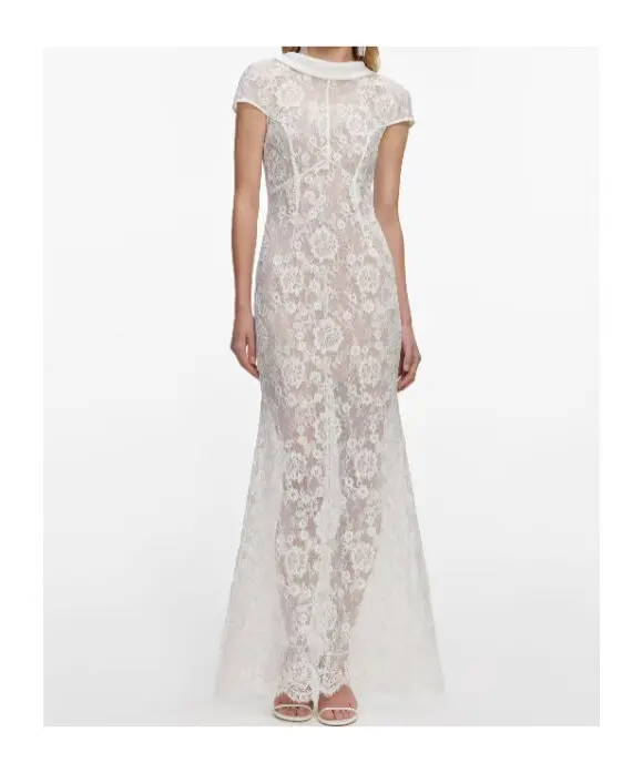 SELF-PORTRAIT Scoop Back Lace Maxi Dress