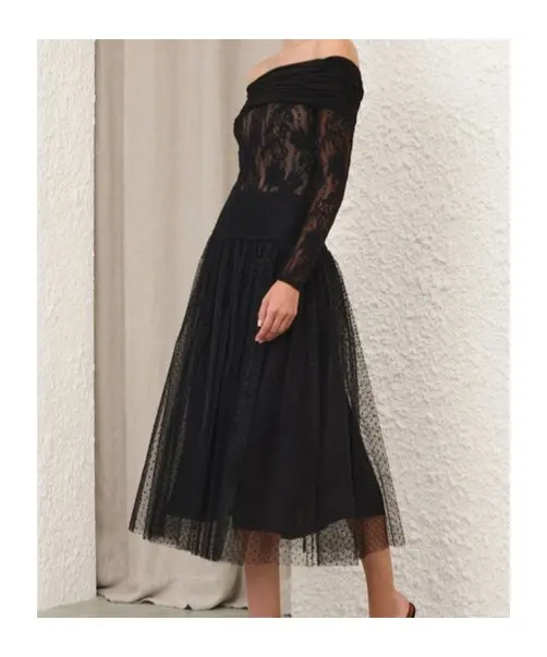 Zimmermann Layered Polka Dot Midi Skirt - Black