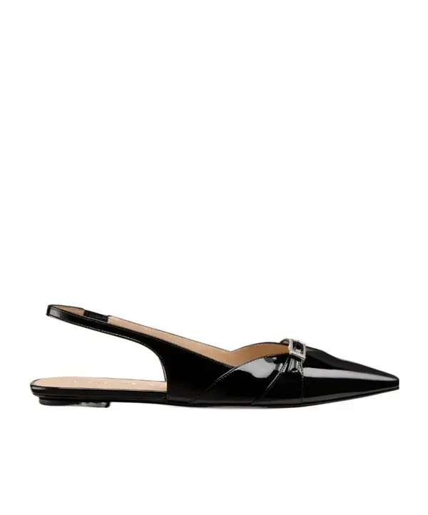 STUART WEITZMAN Pointed-toe Slingback Flats With Buckle Detail
