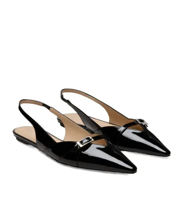 STUART WEITZMAN Pointed-toe Slingback Flats With Buckle Detail
