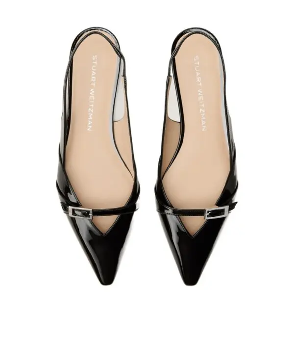 STUART WEITZMAN Pointed-toe Slingback Flats With Buckle Detail