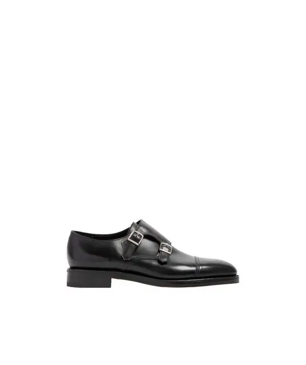 John Lobb William Monk Strap Shoes - Black