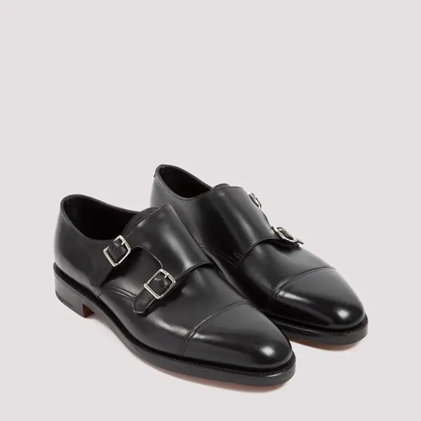 John Lobb William Monk Strap Shoes - Black