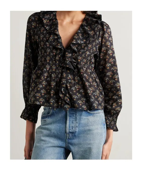 DÔEN Ruffled Floral Long Sleeve Shirt