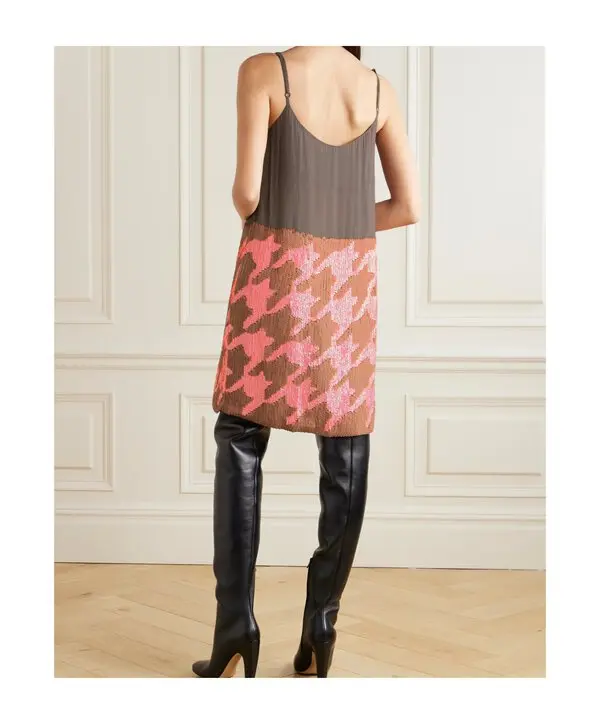 Dries Van Noten Sequin Houndstooth Slip Dress
