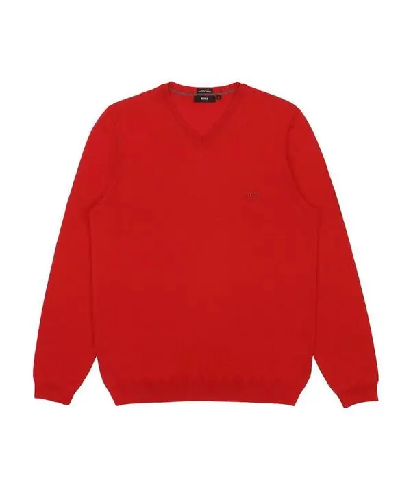 Hugo Boss Round Neck Logo Sweater - Red
