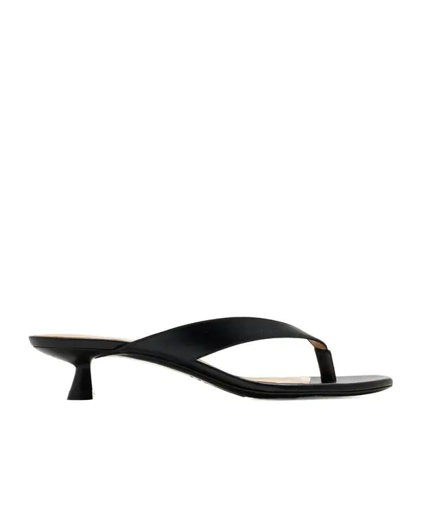 STUART WEITZMAN Round Toe Flip Flop High Heel Sandals - Black