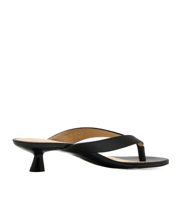 STUART WEITZMAN Round Toe Flip Flop High Heel Sandals - Black