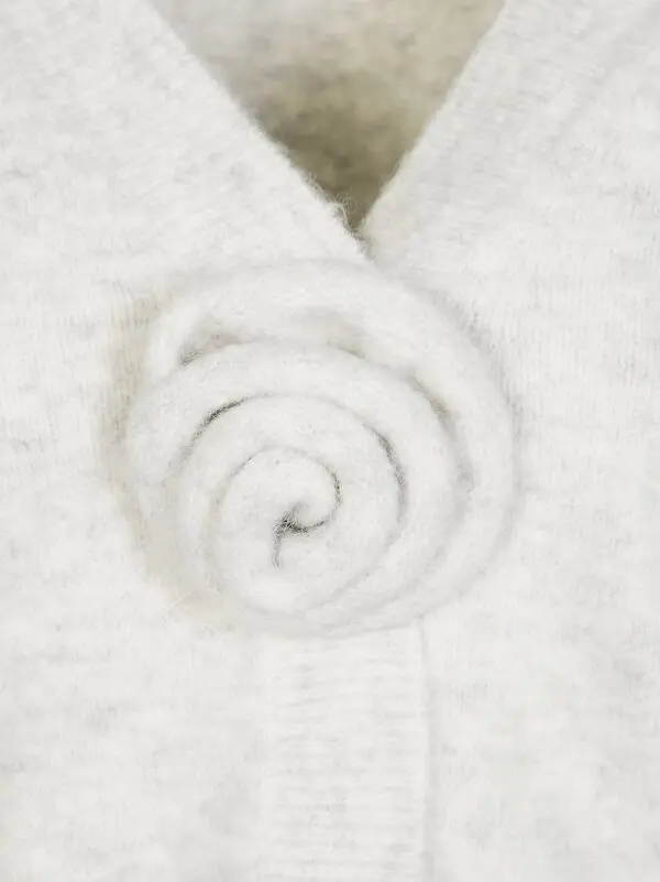 ROTATE BY BIRGER CHRISTENSEN Puff-sleeve Rose-embellished Cardigan