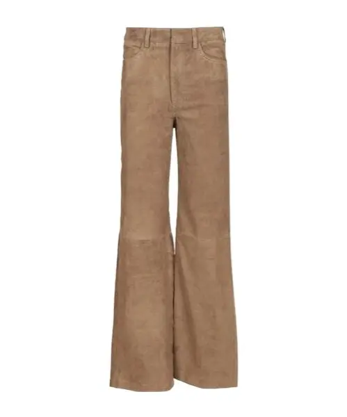 ROTATE BY BIRGER CHRISTENSEN Straight Suede Trousers - Brown
