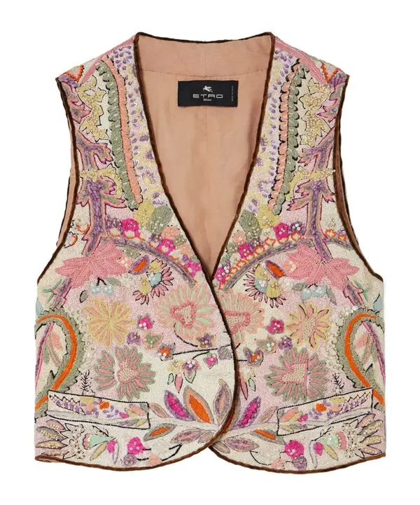 Etro Embroidered Paisley Vest - Nude