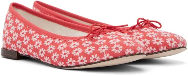 Repetto Cendrillon Ballet Flats With Embroidered Floral Pattern And Bow Detailing - Red