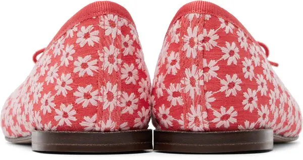 Repetto Cendrillon Ballet Flats With Embroidered Floral Pattern And Bow Detailing - Red