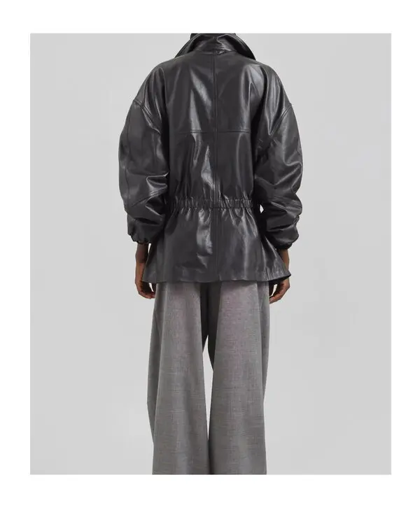 THE FRANKIE SHOP Carnaby Funnel-neck Leather Jacket - Black