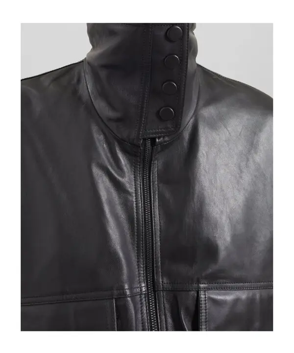 THE FRANKIE SHOP Carnaby Funnel-neck Leather Jacket - Black