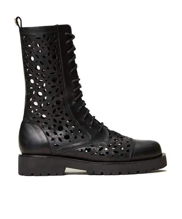 TWINSET Laser Cut Zipper Boots