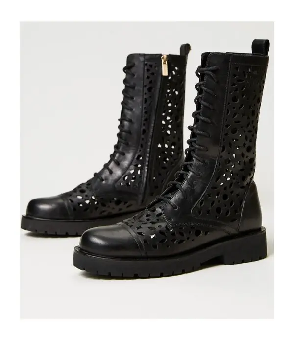 TWINSET Laser Cut Zipper Boots