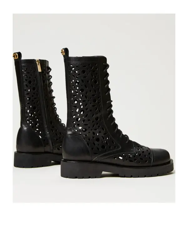 TWINSET Laser Cut Zipper Boots