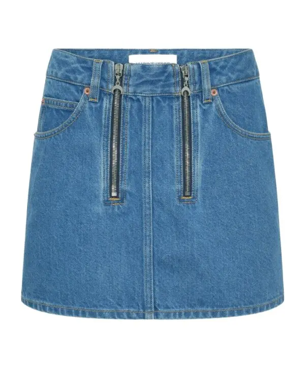 MARINE SERRE Denim Mini Skirt With Double Zippers