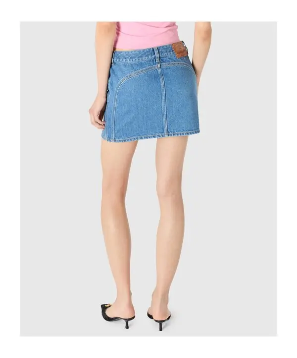 MARINE SERRE Denim Mini Skirt With Double Zippers