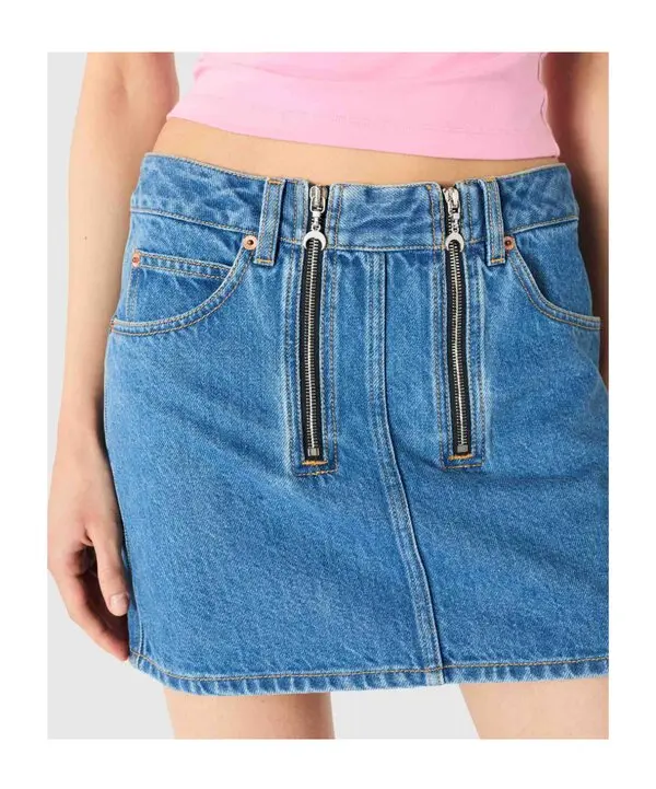 MARINE SERRE Denim Mini Skirt With Double Zippers