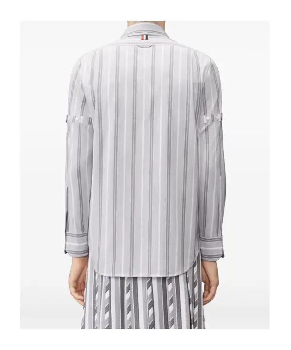 Thom Browne Madras Armband Striped Shirt - Medium Gray