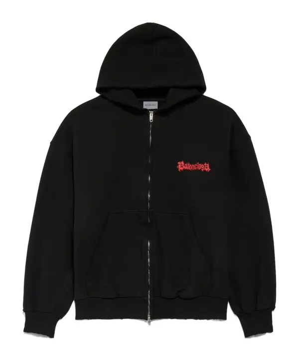 Balenciaga Oversized Zip-up Hoodie - Black
