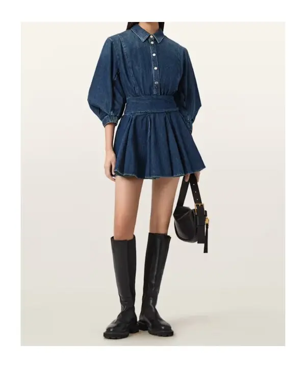 ALLSAINTS Arlo Denim Mini Dress - Mid-indigo
