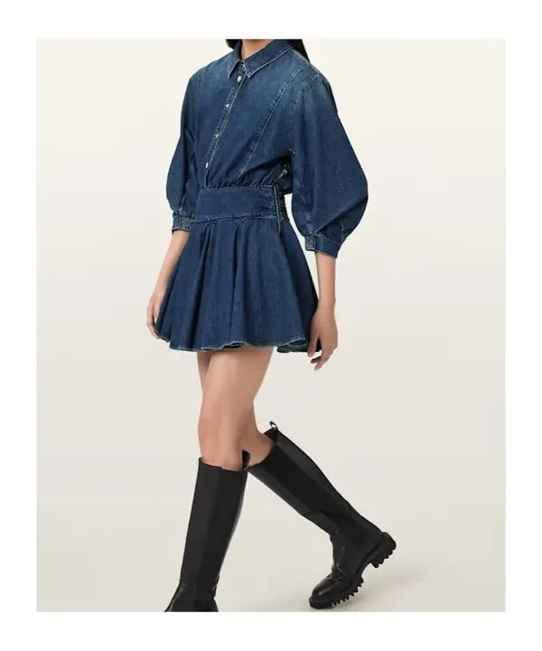 ALLSAINTS Arlo Denim Mini Dress - Mid-indigo
