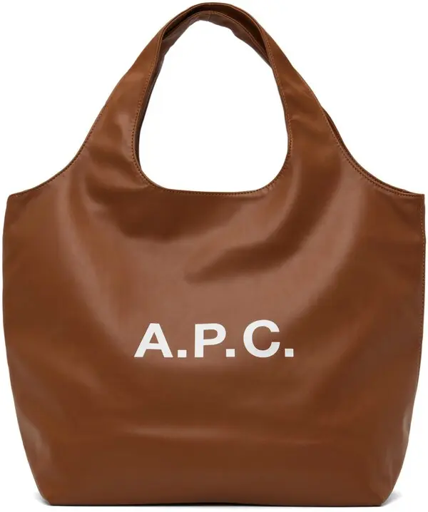 A.p.c. Logo Printed Tote Bag - Brown