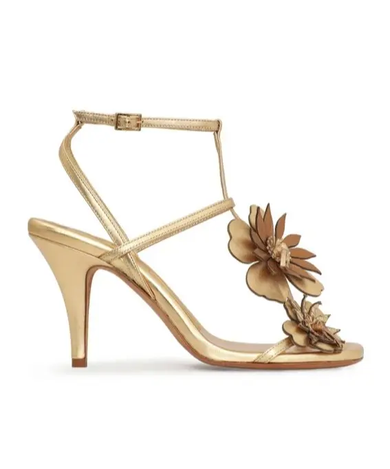 Zimmermann Belara Floral Heeled Sandals - Golden
