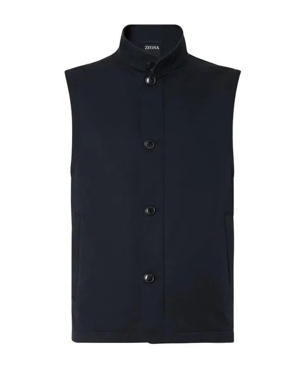 Zegna Stand Collar Zip-up Gilet - Black
