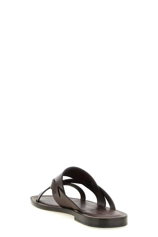 Brunello Cucinelli Criss-cross Leather Sandals - Brown