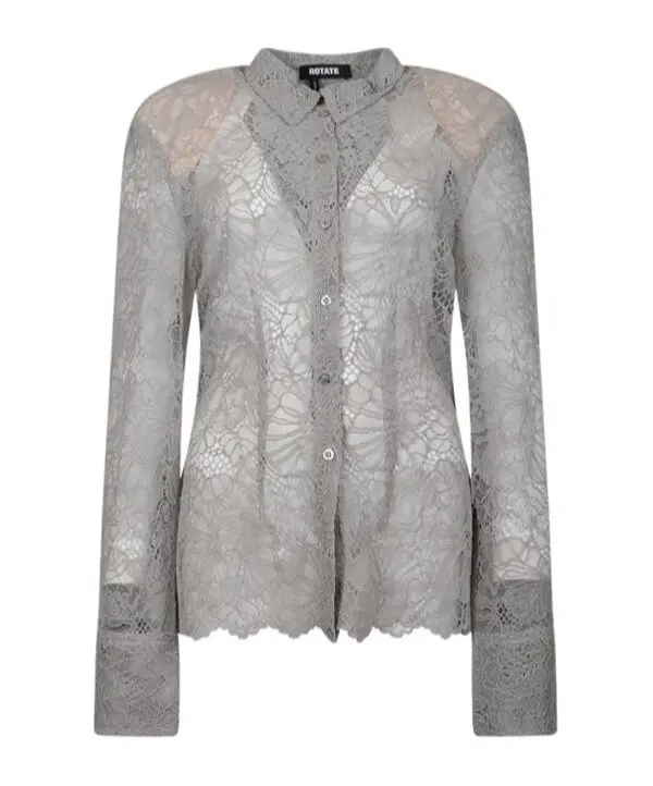 ROTATE BY BIRGER CHRISTENSEN Flower Mesh Shirt - Gray