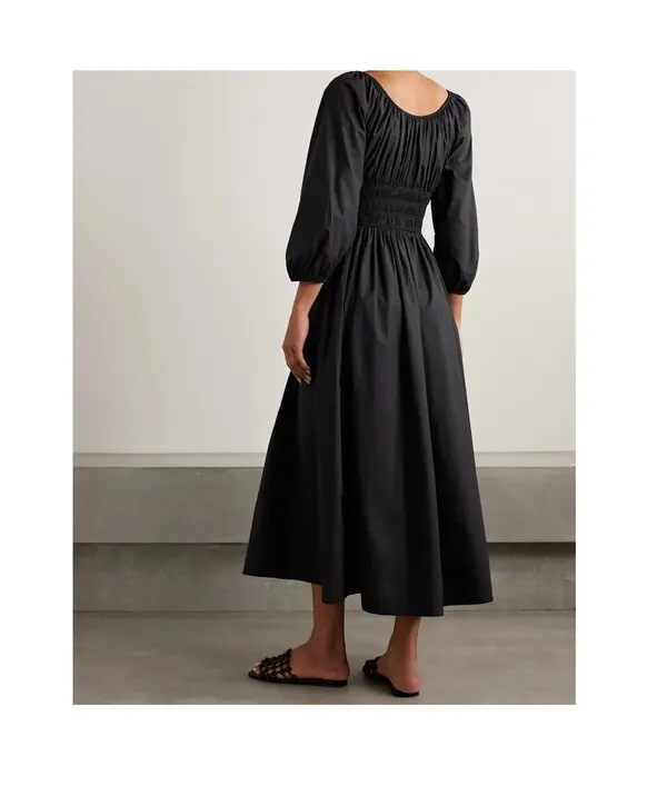 DÔEN Quintessa Shirred Midi Dress - Black