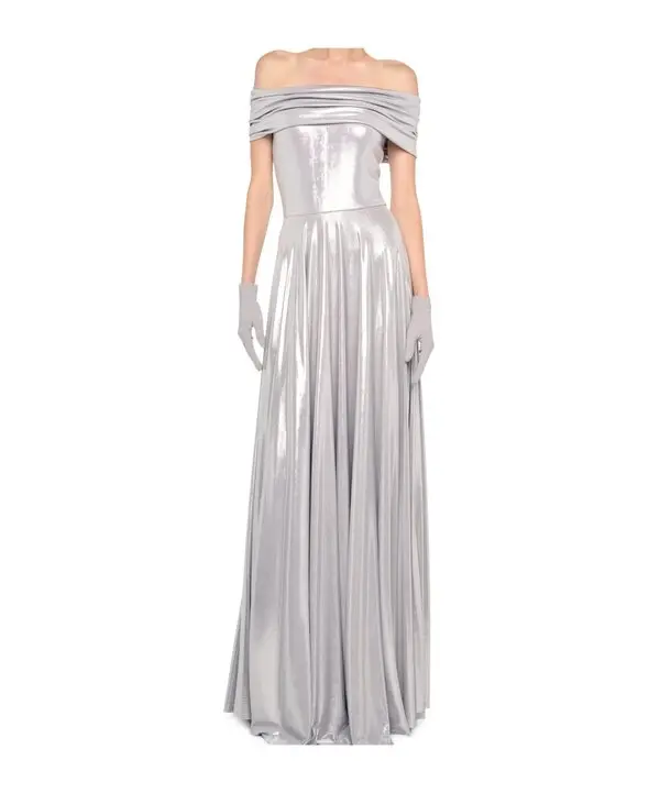 Norma Kamali Off-shoulder Pleated Maxi Dress