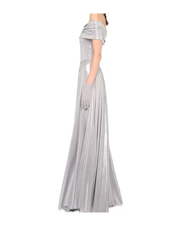 Norma Kamali Off-shoulder Pleated Maxi Dress