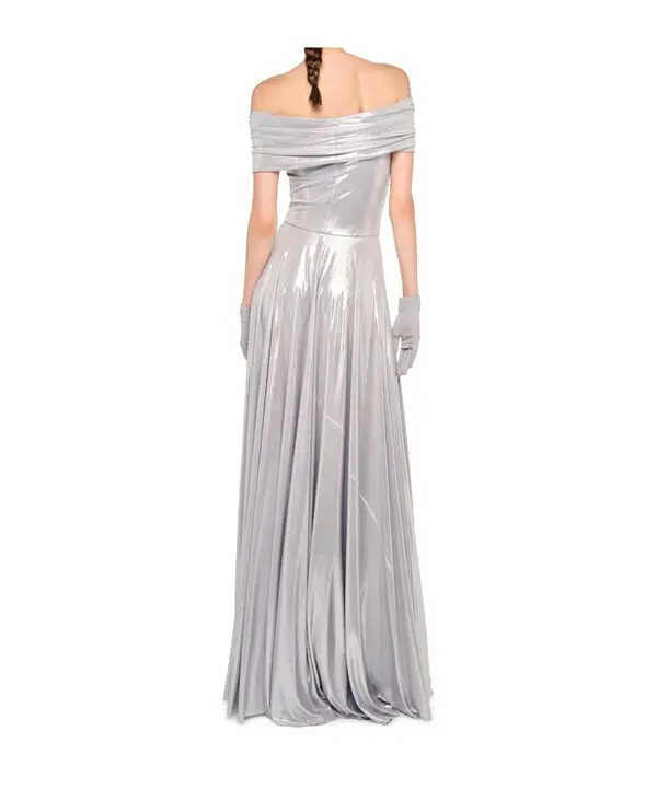 Norma Kamali Off-shoulder Pleated Maxi Dress